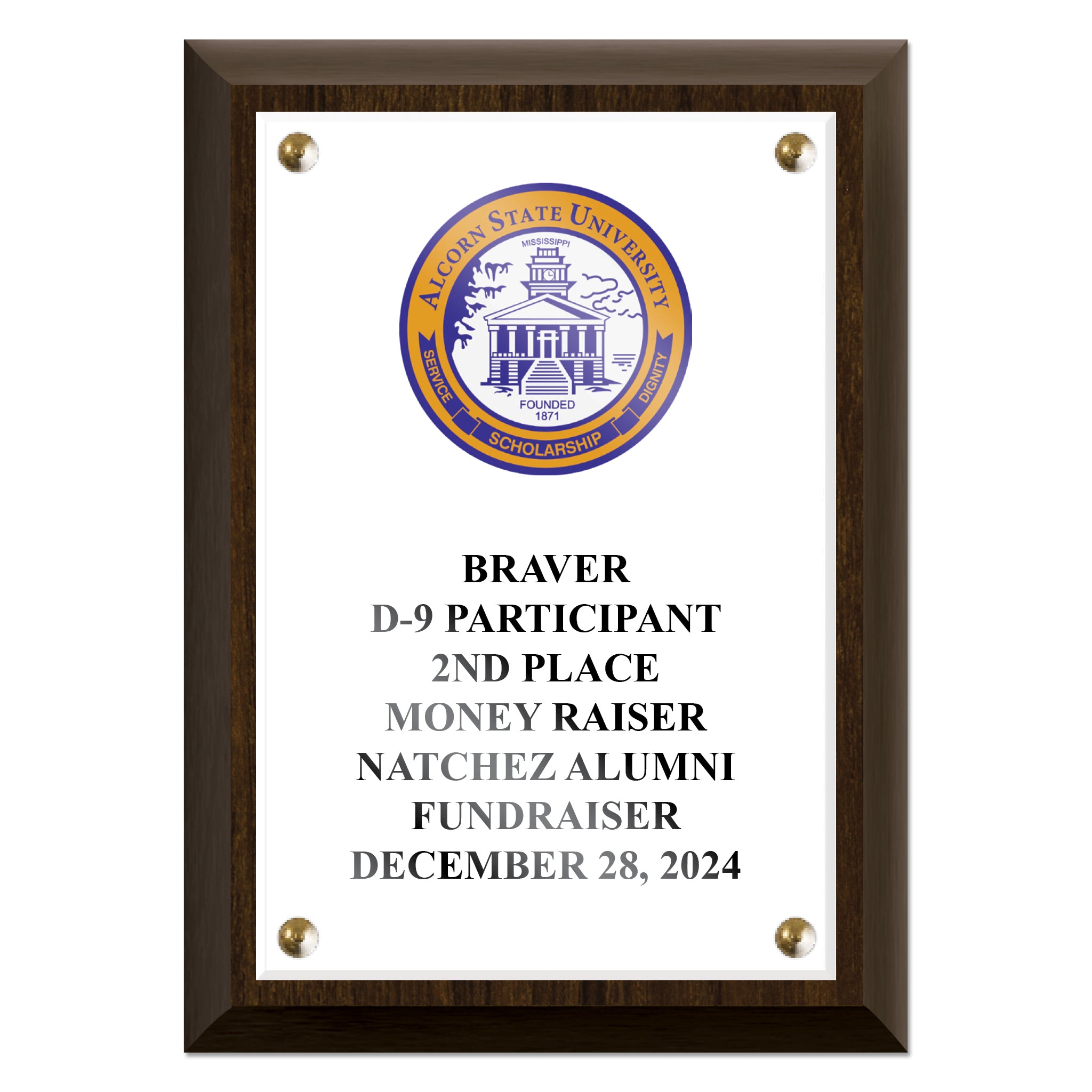 5x7 Walnut Award Plaque printed in Full Color | Hodges Badge Company, Inc