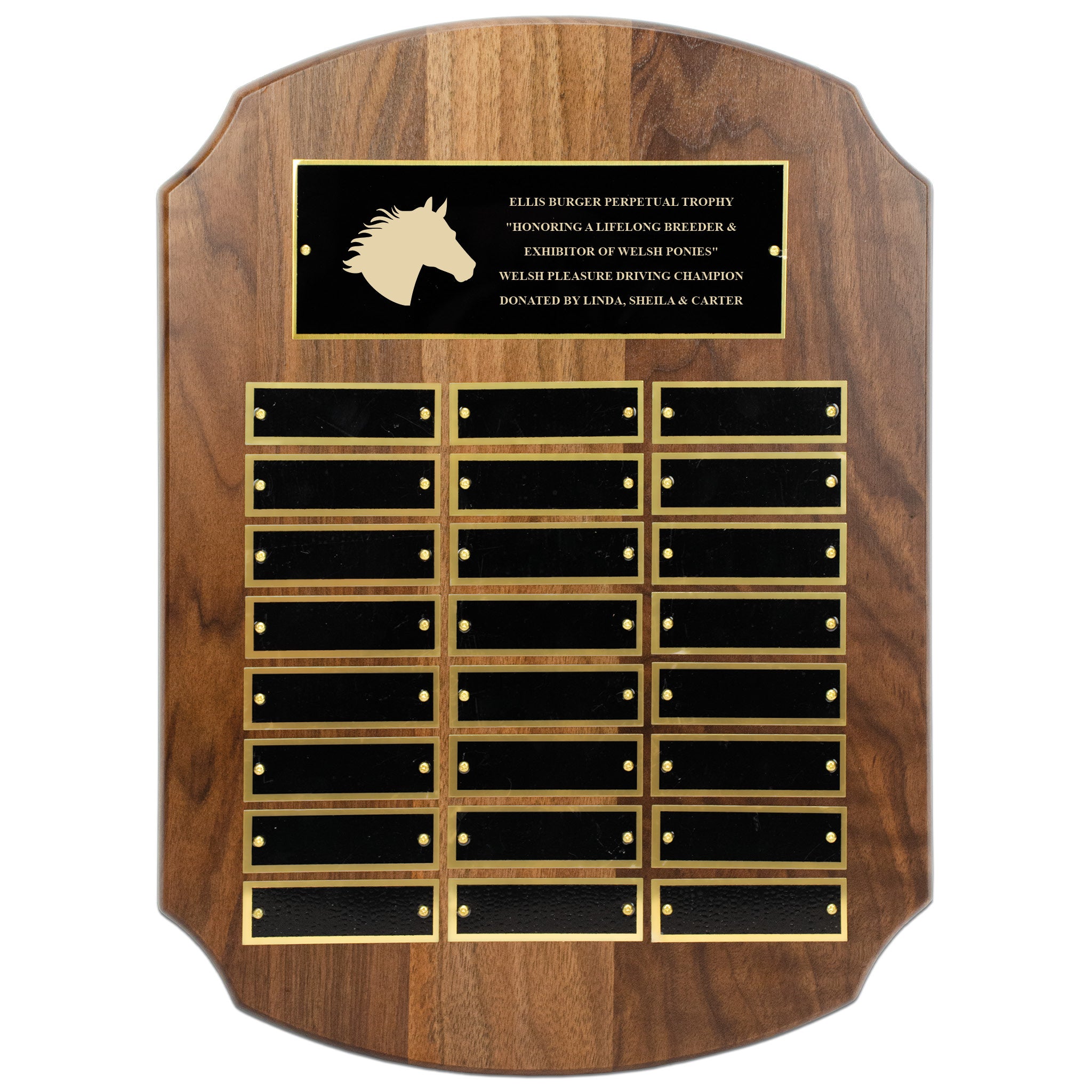 11" x 15" Custom Walnut Perpetual Plaque | Hodges Badge Company