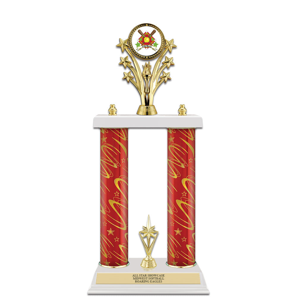 15" Custom White Finished Trophy With Insert Top & Trim | HBC