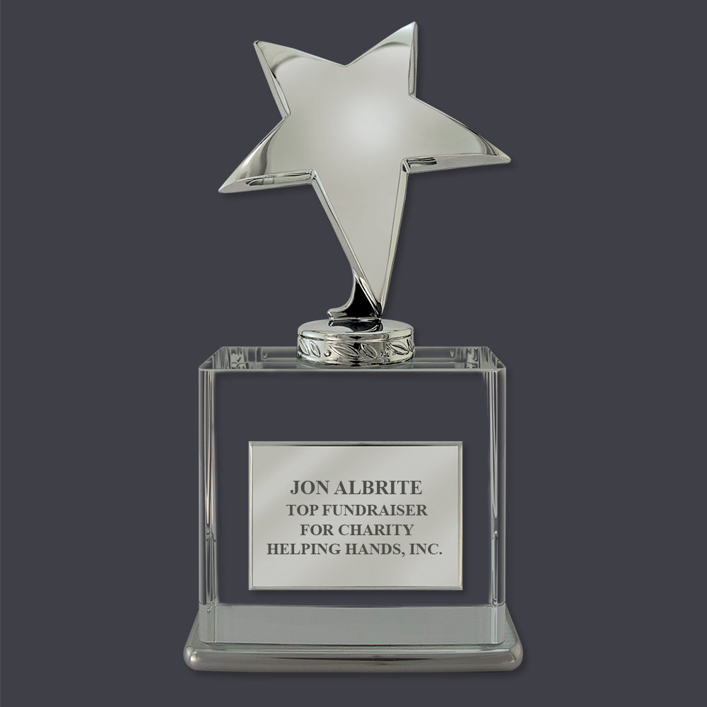 Silver Star Optical Crystal Desk Trophy | Hodges Badge Company, Inc.