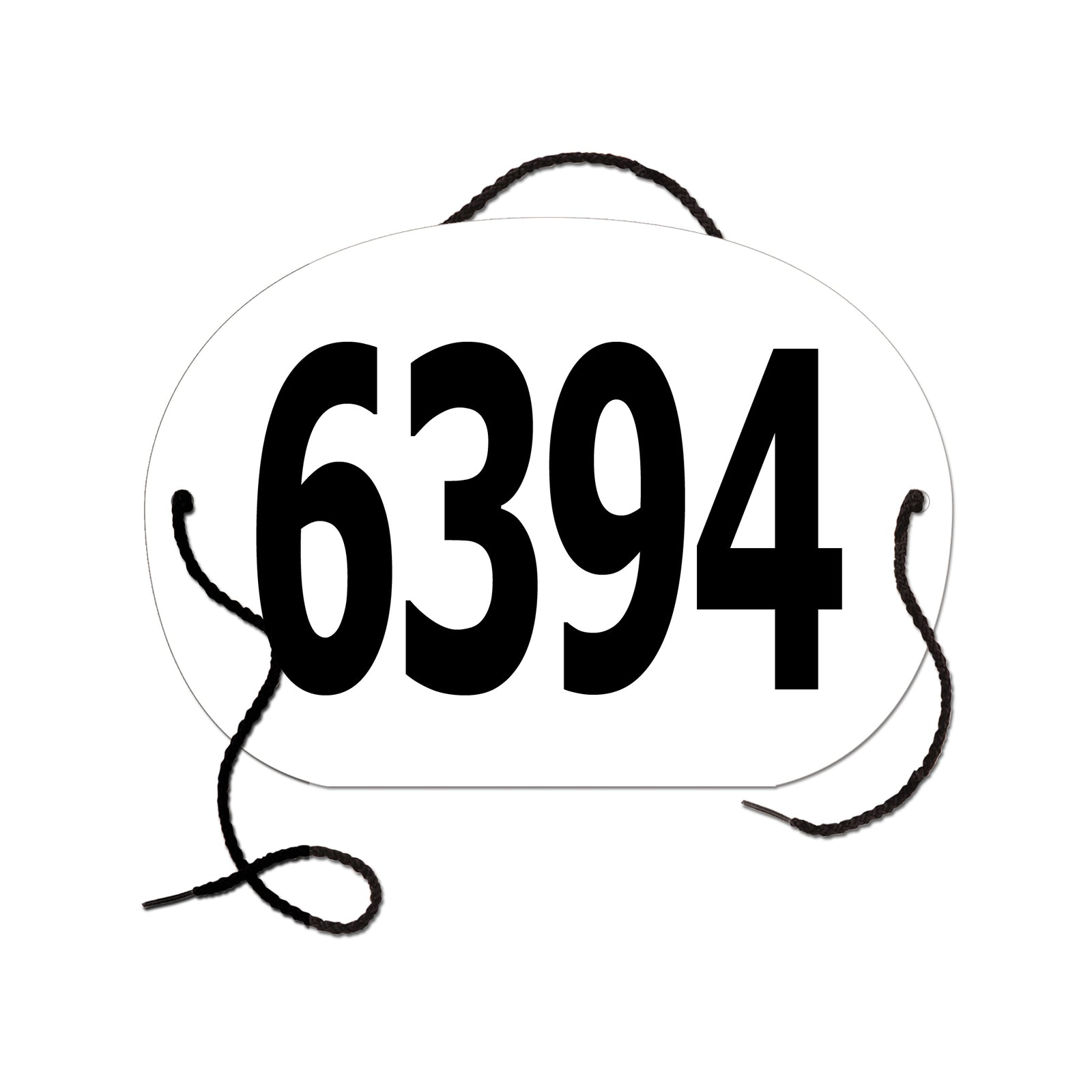 Large Oval Exhibitor Number With String 1501+ | Hodges Badge Co.
