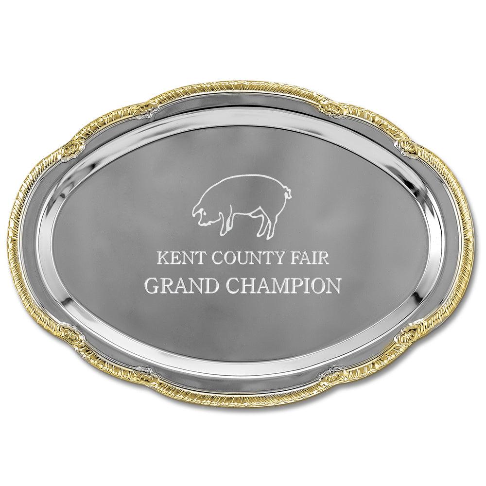 Scalloped Oval Award Tray | Silver Awards | Hodges Badge Company