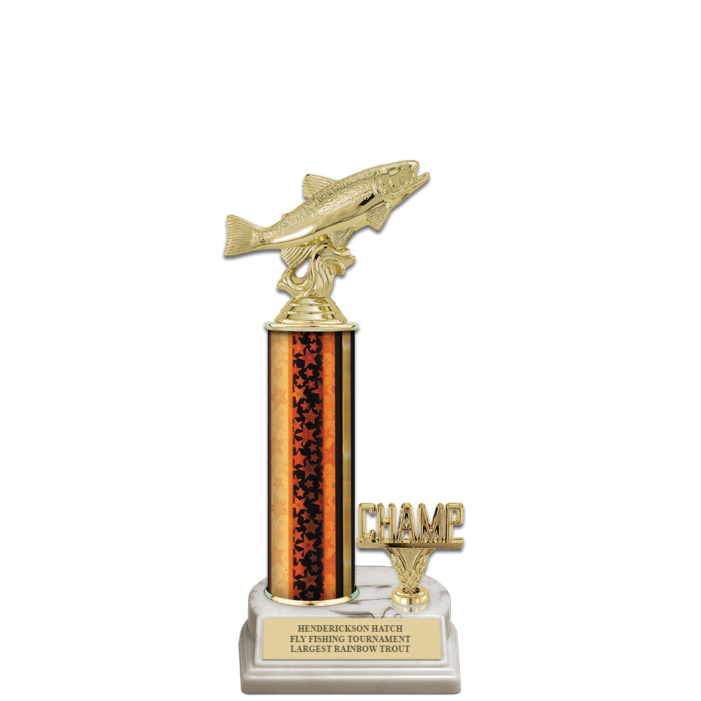 12" Custom White Base Trophy With Trim | HBC