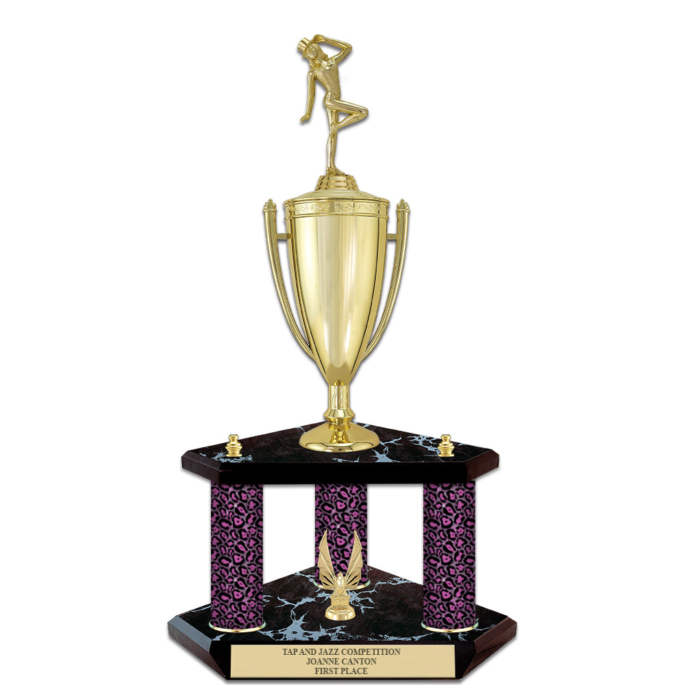 20" Custom 3 Column BB Trophy W/ Loving Cup & Trim | Hodges Badge