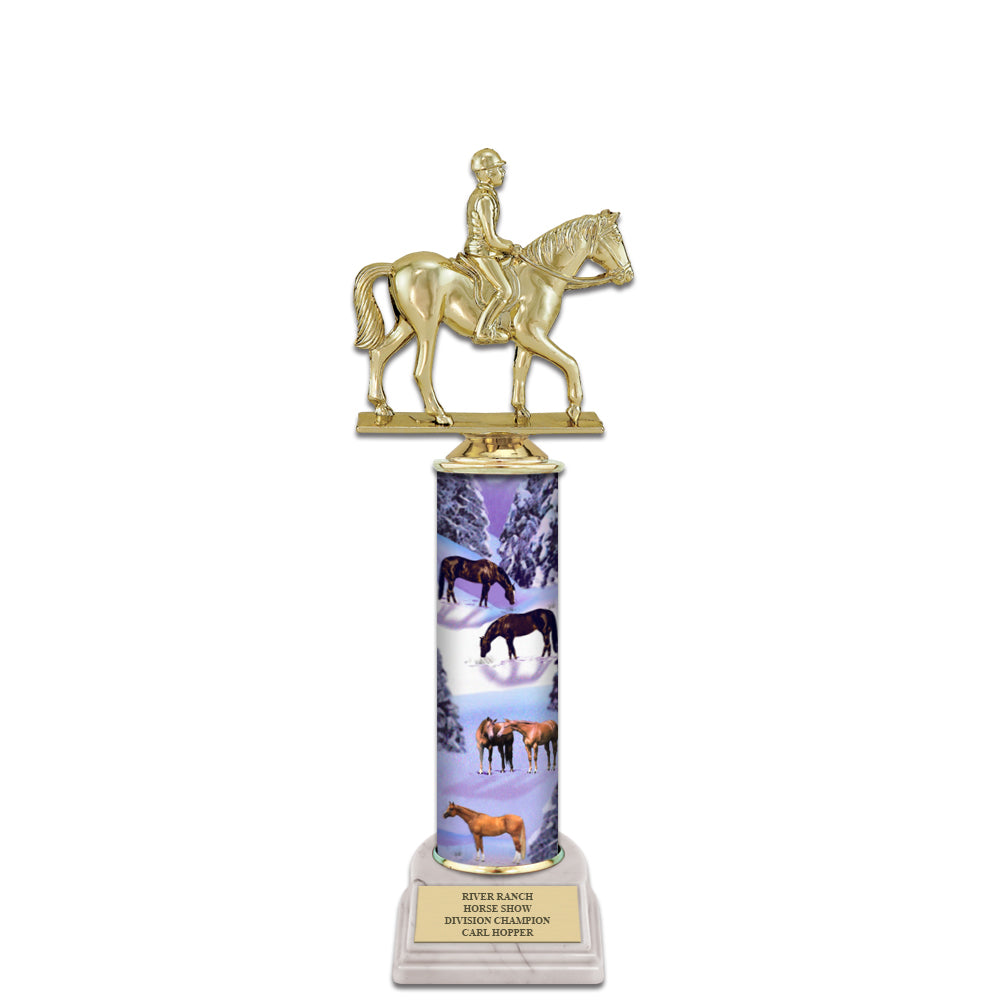 12" Custom White Base Award Trophy | Hodges Badge