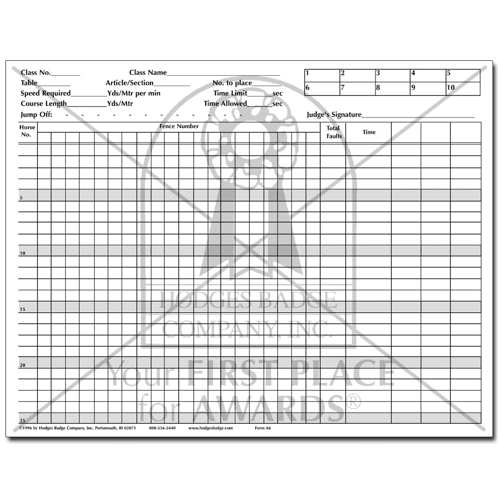 Form A6 | Horse Forms