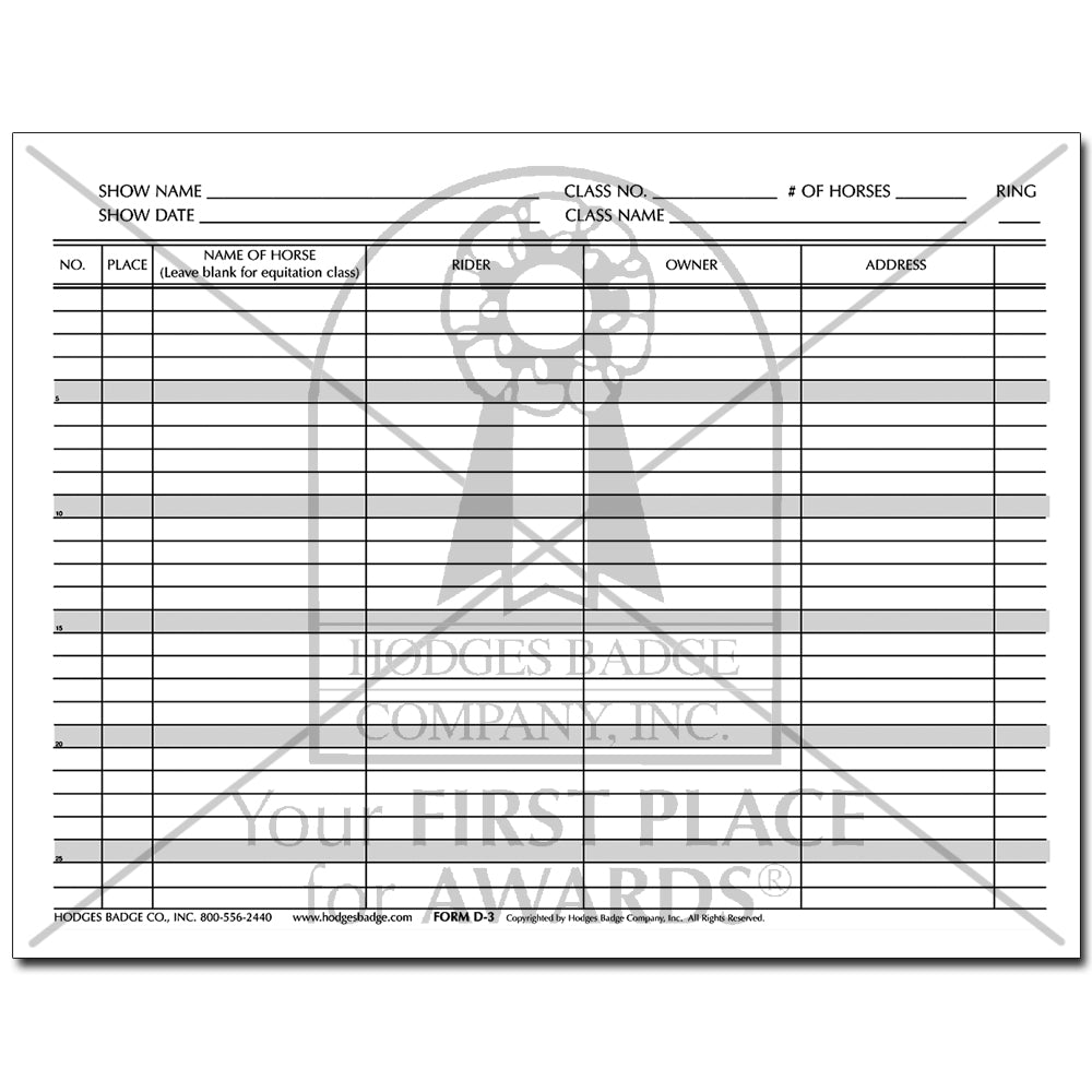 Form D-4 | Horse Forms