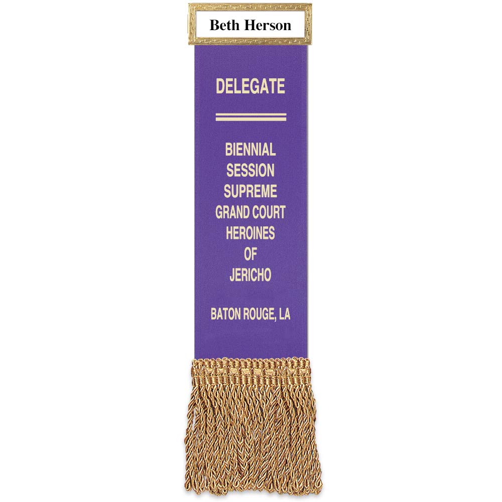 Gold ID Bar w/ Hemmed Ribbon w/ fringe | Hodges Badge Company