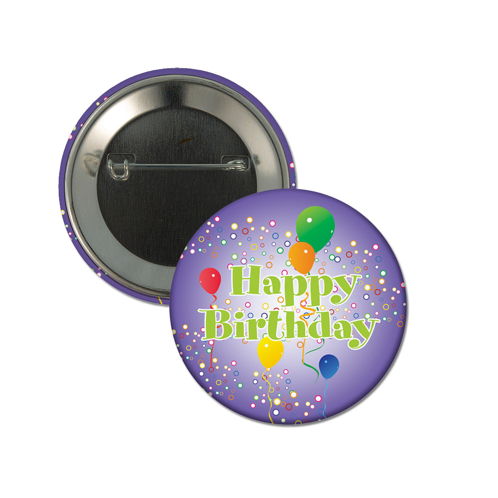 Stock Happy Birthday Balloon Button | Hodges Badge Company