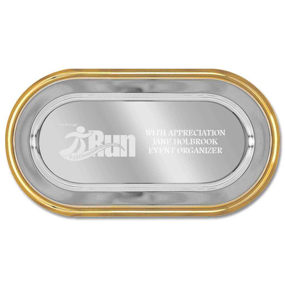 Oval Tray w/ Gold Border | Hodges Badge Company