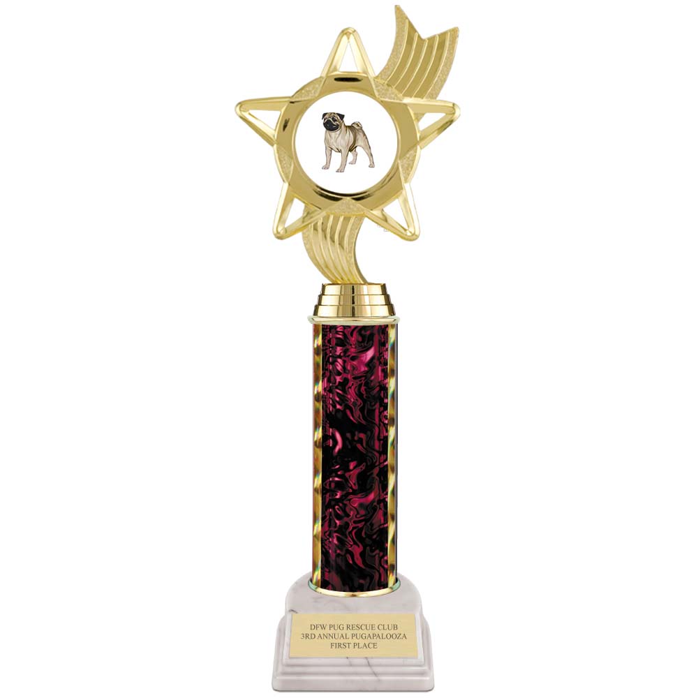 12" Custom White Base Award Trophy With Insert Top | Hodges Badge